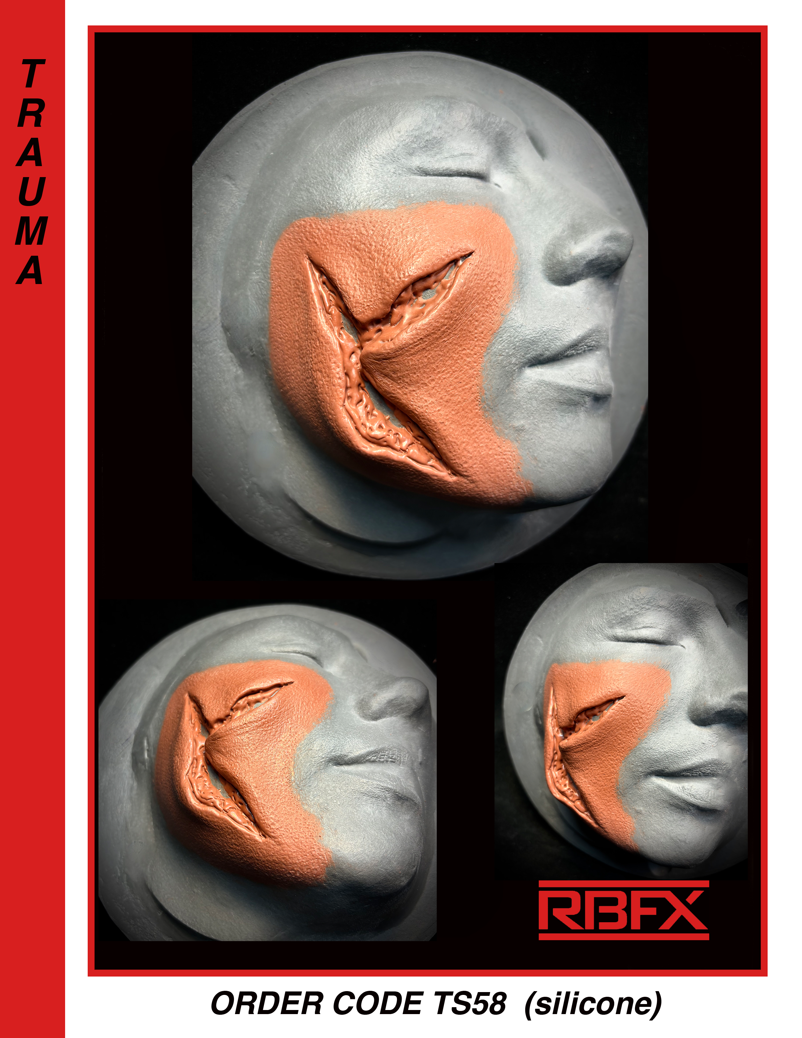 TS58 – Silicone Right Trauma Cheek/ Gash/Slash | RBFX Studio